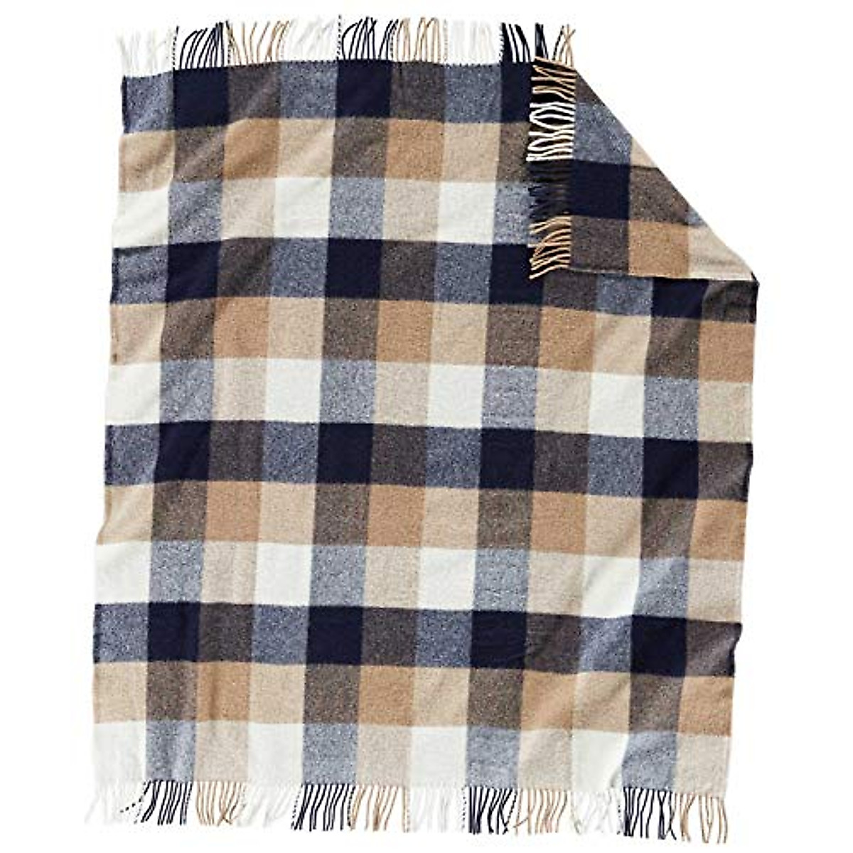 Pendleton EcoWise Easy Care Throw with Fringe Navy/Camel