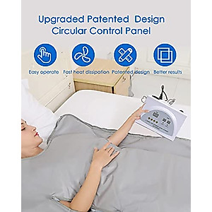 PINJAZE Sauna Blanket Infrared Zipper Oxford Cloth Upgraded Version Professional Detox & Heat Therapy Blanket with Smart Remote (US 110V,71×32 Inches)