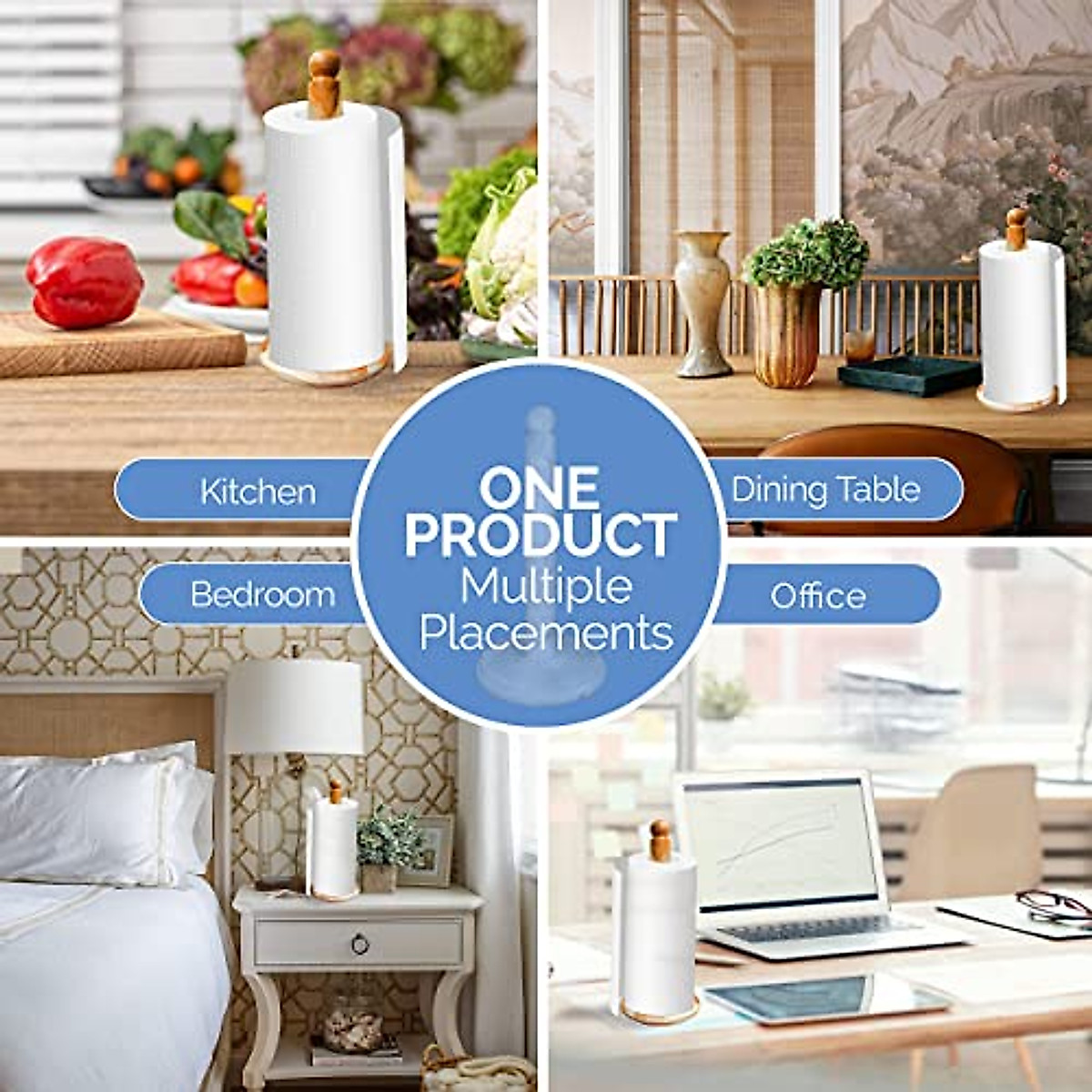 TheWolfard Luxury Handmade Calcite Crystal Paper Towel Holder Stand for Kitchen Countertop, Dining Table, Cabinet, Bathrooms & Housewarming Gifts and Healing Stone, WhitanBrown, 12.5x6x6 (PTH2021)