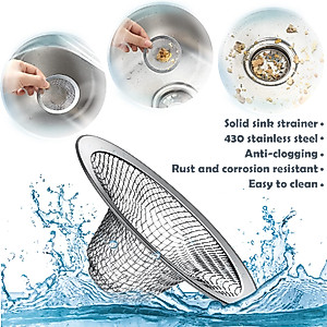 100 Pcs 2.75" Mesh Sink Strainers Stainless Steel Drain Strainer Bathroom Sink Strainers Kitchen Drain Strainer Mesh Shower Drain Hair Catchers for Lavatory Balcony Laundry Mop Pool RV Sink