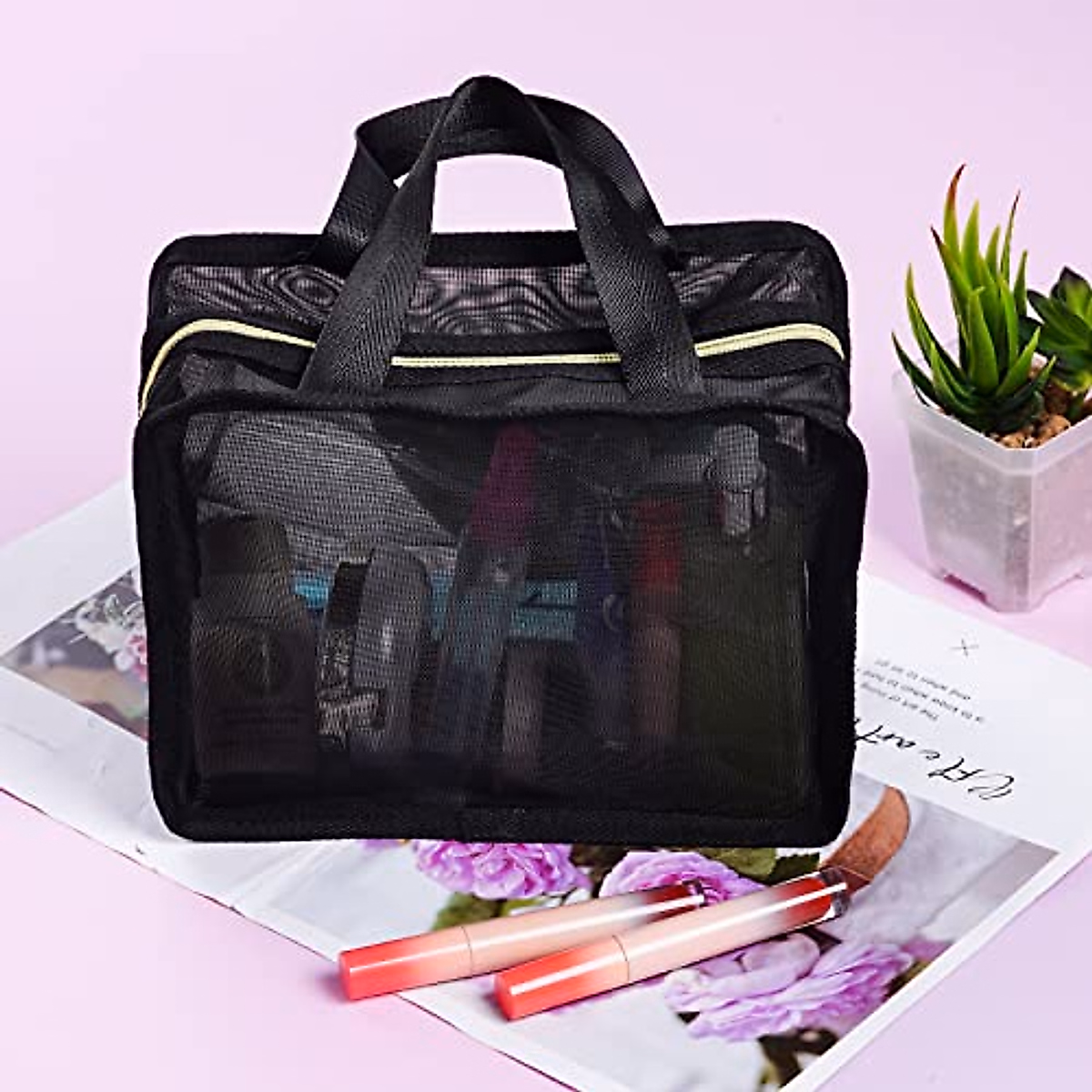 Sucrain Gym Shower Bag, Mesh Shower Caddy Tote, Portable Toiletry Quick-Dry Hanging Basket Organizer(Medium)