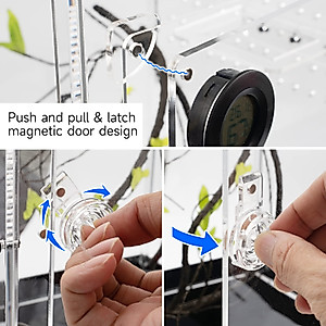 Hedgine Reptile Acrylic Terrarium, Mini Habitat Tank Chameleon Accessories Feeding Box with Magnetic Locking for Chameleons, Geckos, Gecko, Lizard, Bearded Dragon