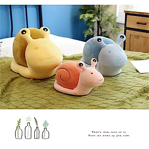SEENEEY Cute Cartoon Snail Doll Plush Toy Children's Birthday Gift Big Snail Pillow Doll, Yellow, 11.8 Inches.
