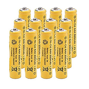 GSUIVEER AAA NiCd 600mAh 1.2v Rechargeable Battery for Outdoor Solar Lights Garden Lamp (12 Pack AAA NiCD)