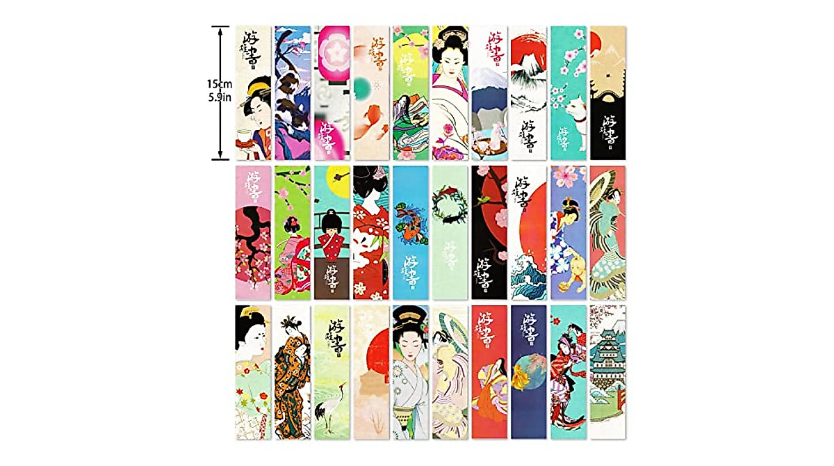 Vintage Japanese Bookmarks Set - Elegant Art for Book Lovers