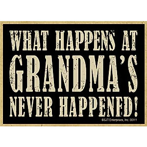 SJT ENTERPRISES, INC. What Happens at Grandma's Never Happened - Wood Fridge Kitchen Magnet - Great for Grandparents - Made in USA - Measures 2.5" x 3.5" (SJT00111)