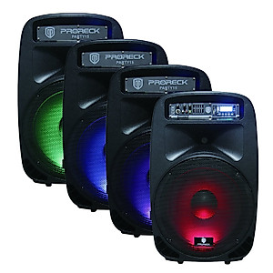 PRORECK Party 15 Portable 15-Inch 2000 Watt 2-Way Powered PA Speaker System Combo Set with Bluetooth/USB/SD Card Reader/FM Radio/Remote Control/LED Light