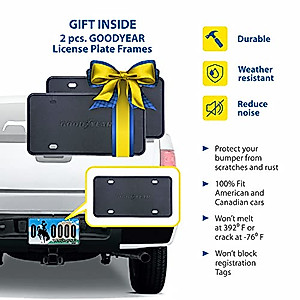 Goodyear Side View Mirror Guards, Pair, Flexible Plastic Protection to Improve Clarity, Visibility, and Road Safety, Protects Against Rain, Snow, and Dirt, Includes 2 License Plate Frames - GY003798