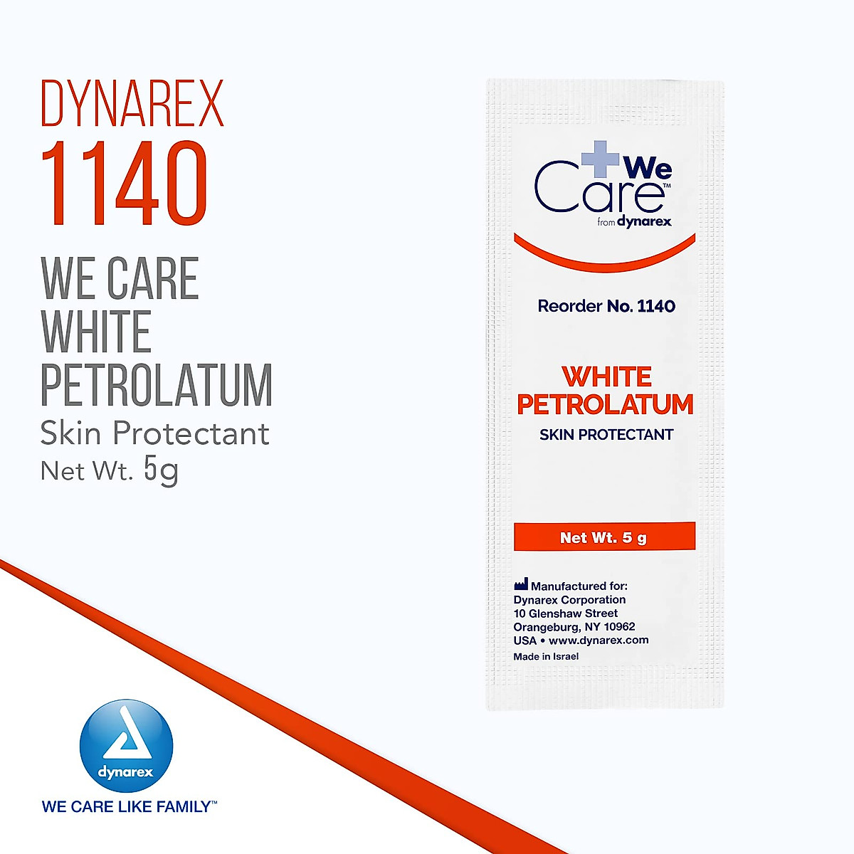 Dynarex White Petrolatum, Petroleum Jelly Ointment to Help Prevent and Treat Skin Irritation, Diaper Rash and Dryness, White, 144 Individual 5 Gram Foil Packs, Dynarex White Petrolatum