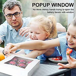 MT Products White Cookie Boxes with Window - Size of 8" X 8" X 2.5" - (25 Pieces) Auto Pop-Up Bakery Boxes - Perfect for Donuts, Muffins, and, Cookies - Made in the USA
