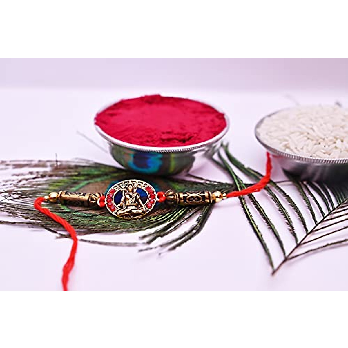 Ruci Store Shiva Rakhee Handicrafted Rakhi for Brother Bhaiya Bhai for Raksha Bandhan Indian Bracelet Beads Rakhi Thread Bhaiya Bhabhi Sister Rakhee with Faux Stone