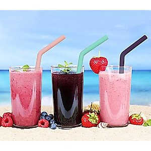 Senneny Set of 12 Silicone Drinking Straws for 30oz and 20oz - Reusable Silicone Straws BPA Free Extra Long with Cleaning Brushes- 6 Straight + 6 Bent- 8mm diameter