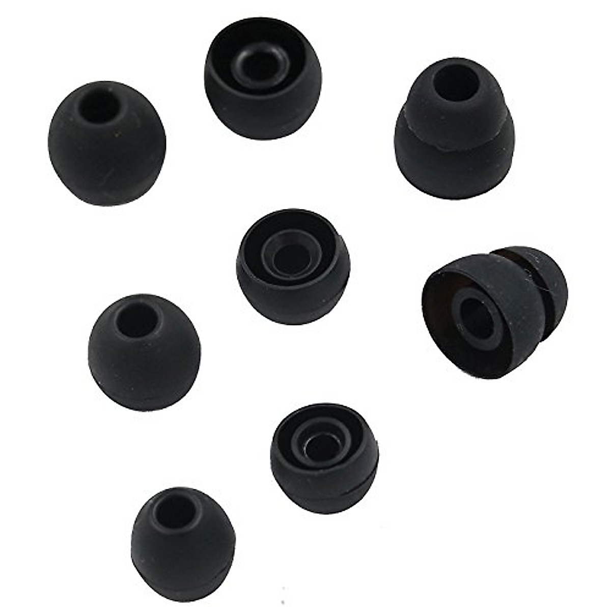 ALXCD Ear Tip for LG HBS Series Earphone, SML & Double Flange Silicone Replacement Earbud Gel Tip, Fit for LG HBS-750 770 800 810 900 910 Tone Pro Ultra Plus (Not for 1100)[4 Pair](Black)