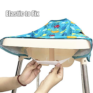 HIVVI Long Sleeve Baby Bib, Attaches to Highchair, Waterproof & Portable (Blue Seaworld)