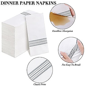 TURSTIN 200 Pack Disposable Dinner Napkins Paper Silver Guest Towels Disposable Soft and Absorbent Linen-Feel Paper Hand Towels Decorative Bathroom Napkins for Kitchen, Parties, Wedding