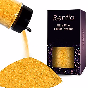 Renfio Iridescent Ultra Fine Glitter Powder Resin Supplies Glitters 1.75 Oz (50g) PET Flake Crafts Sequins 1/128" 0.008" 0.2mm Epoxy Chips Flakes for Tumblers Slime Painting - Yellow