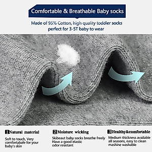 SkiBeaut Toddler Boys Socks- Kids Socks with Grips 12 Pairs Non Slip Skids Toddlers Girls Socks with Grippers for 3-5 Years