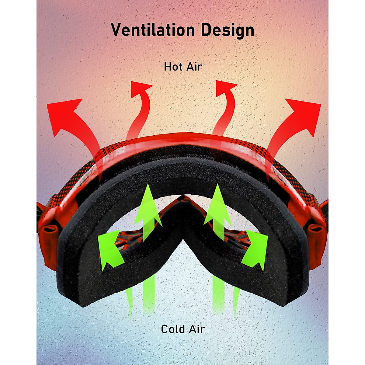 BELINOUS Kid Riding Goggles for ATV Dirt Bike Motorcycle Motorcross MX, UV Protectioin, Youth Dirt Bike Goggles for Kids 3-12 with Soft Strap, Red