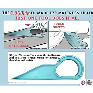 The Original Made in USA| Bed MadeEZ Bed Maker and Mattress Lifter Tool Helps Lift and Hold The Mattress- Can Tuck Sheets or Bed Skirts Alleviating Excess Strain