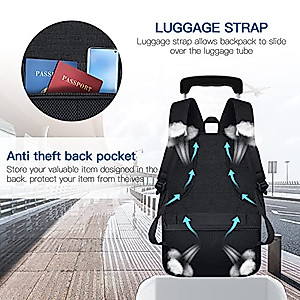 LCKPENG Extra Large Backpack, Business Travel Laptop Backpack for Men, Extra Large Lightweight TSA Approved Carry On Backpack, Computer Backpack for 17.3 Inch Laptop with USB Port, Black
