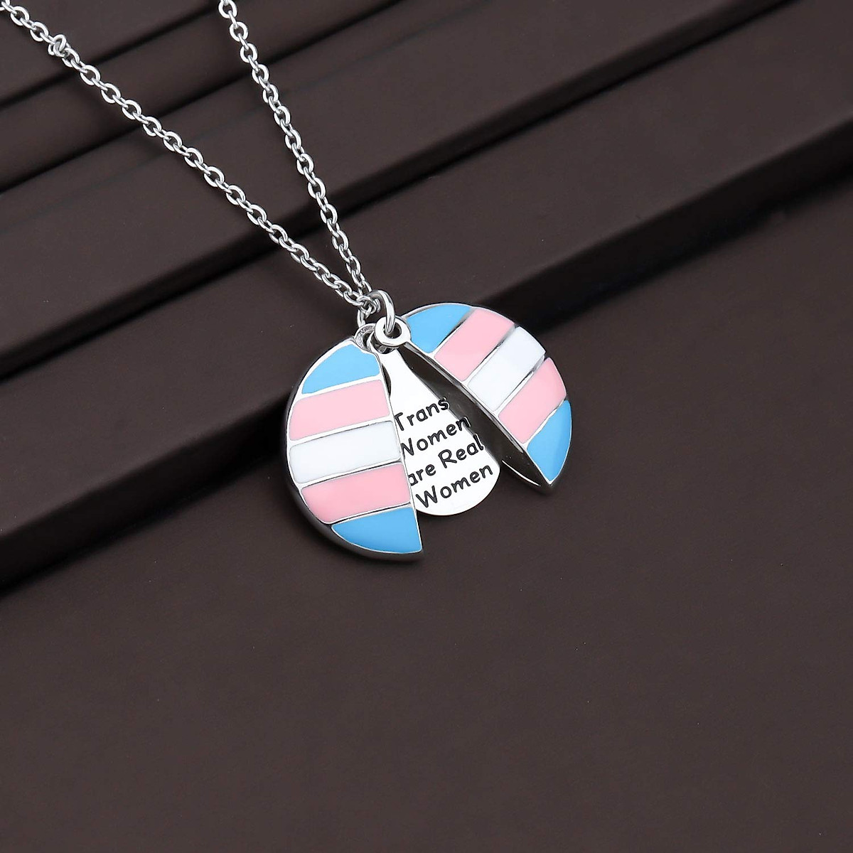 CENWA Transgender Pride Gift Trans Pride Jewelry Trans Women Are Real Women Open Locket Necklace (Trans Women N)