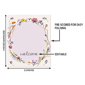 Place Cards for Floral Party, Editable Name Place Cards, Seating Place Cards for Tables, Tent Style Cards for Wedding, Valentine's Day, Bride & Baby Shower, Easy Folding, Pack of 25 Escort Cards(B10)