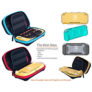 ButterFox Extra Large Carrying Case for Nintendo Switch Lite, Fits AC Adapter Charger, Compatible with JETech Protective Case and Most Grips, Game and Accessories Storage (Black/Yellow)