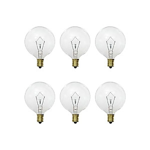 Sylvania Incandescent 25W G16.5 Decor Globe Light Bulb, E12 Candelabra Base, Clear Finish 2850K Warm White, 6 Pack