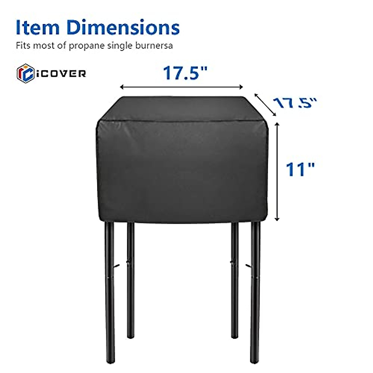 iCOVER Single Burner Stove Cover for GASONE, 600D Heavy Duty Water Resistant Cover, UV and Fade Resistant Weatherproof All Single Propane Burner Cooker