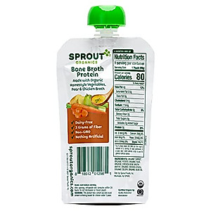 Sprout Organic Baby Food, Stage 2 Pouches, Homestyle Vegetables and Pear with Chicken Broth, 3.5 Oz Purees (Pack of 12)