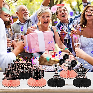 Refavor 60th Birthday Decorations Women - 9pcs 60th Birthday Decor Honeycomb Centerpieces Rose Gold Supplies 60th Birthday Party Decorations Pink Table Birthday Decorations Women