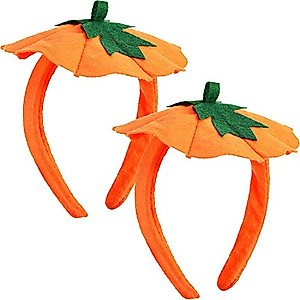 WILLBOND 2 Pieces Halloween Pumpkin Headbands Pumpkin Hair Hoops Pumpkin Hair Band Halloween Costume Party Headwear Accessory