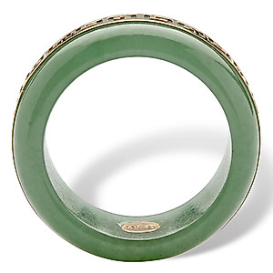 PalmBeach 14K Yellow Gold Round Genuine Green or 10K Yellow Gold Black Jade Greek Key Ring Size 8