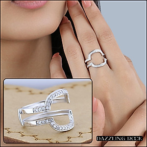 Dazzlingrock Collection 0.34 Carat (ctw) Round White Diamond Enhancer Double Guard Anniversary Wedding Wrap Band Ring 1/3 CT | 925 Sterling Silver, Size 8.5