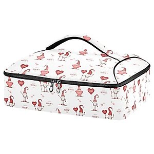 Kcldeci Insulated Thermal Food Carrier Insulated Casserole Carrier for Hot or Cold Food,Loving Hearts with Cute Gnome Insulated Tote Bag for Potluck Cookouts Parties Picnic,Lasagna Lugger