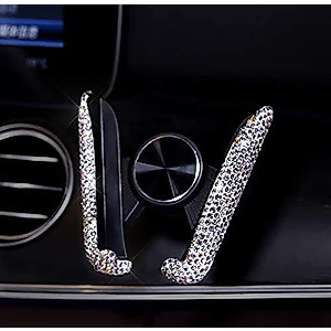 Best Bling Rhinestone Crystal Convenient Mini Car Dash Air Vent Automatic ADJUSTABLE Phone Holder (Silver)