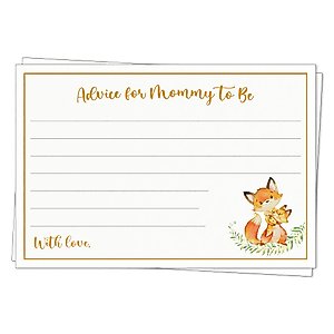 Fox Baby Shower Advice For Mommy Cards Advice For Babies Advice For Moms Games Activities Orange Rustic Woodland Creatures Forest Friends Foxes Woods Gender Neutral (24 count)
