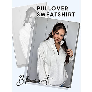 BLENCOT Women Half Zip Oversized Sweatshirts Long Sleeve Solid Color Drop Shoulder Fleece Workout Pullover Gray L