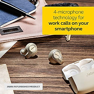 Jabra Elite 65t Alexa Enabled True Wireless Earbuds with Charging Case – Gold Beige (Renewed)