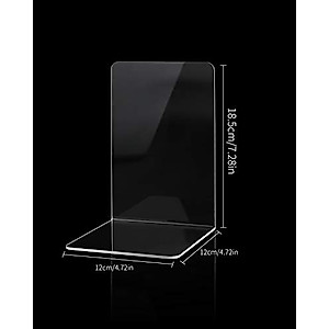 MSDADA Book Ends Clear Acrylic Bookends for Shelves, Book Ends for Home Office Library Decorative, Heavy Duty Book Ends, Book Stopper for Books, Movies, Magazines, Video Games, CDs (8pair/16pcs)