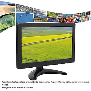 HD Monitor, Built in Speaker DVR Monitor Screen Remote Control Easy Installation TFT LCD with VGA Cable for Laptop (US Plug)