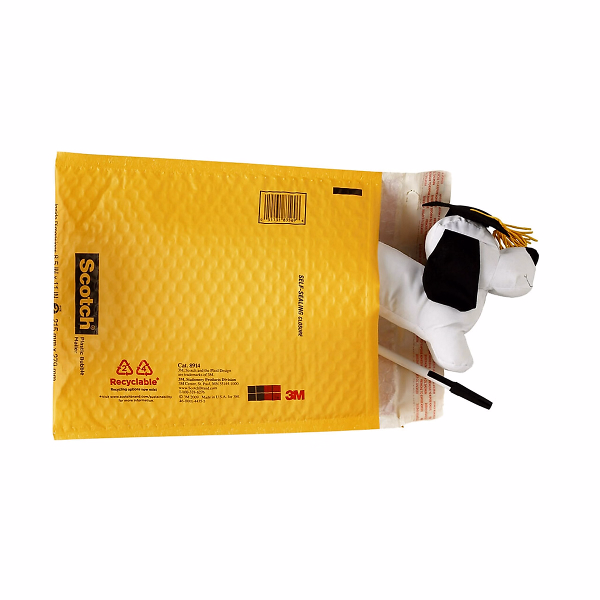 Scotch Plastic Bubble Mailer, 10.5 in x 15.25 in, Size #5, Yellow, 4/Pack (8915-4)