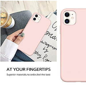 DUEDUE for iPhone 11 Case, Phone Cases for iPhone 11, Liquid Silicone Soft Gel Rubber Slim Cover with Microfiber Cloth Lining Cushion Shockproof Case for Apple iPhone 11 6.1", Pink Sand