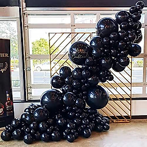 DUILE 135PCS Matte Black Balloon Arch Garland Kit Black Balloons Different Size for Party Decorations Wedding Graduation Mens Birthday Party Anniversary Gender Reveal Shower Decor