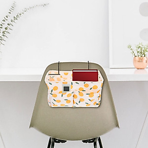 ARTIBETTER Fruit Hanging Basket Orange Bedside Cotton Linen Hanging Storage Bag Bed Storage Pocket Organizer Pouch Diaper Stacker for Bed Crib Craddle Baby Clothes Organizer Storage Bed Frame