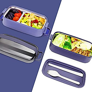 JUBOSYCZ Stainless Steel Bento Box for Adults&Kids,Japanese Leakproof Lunch Box Divided Food Meal Storage Containers Set Stackable 2 Layer for Children School Picnic Blue