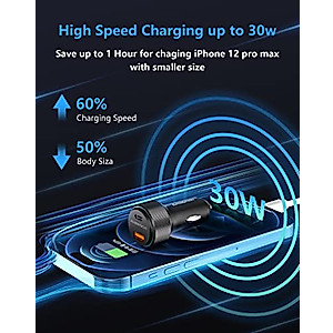 Car Charger USB-C 48W, Amasrich Cigarette Lighter USB Charger, Fast Charge Adapter with Type-C, PD&QC3.0 Dual Port for iPhone/Samsung/Pixel/Android/iPad/Cell Phone