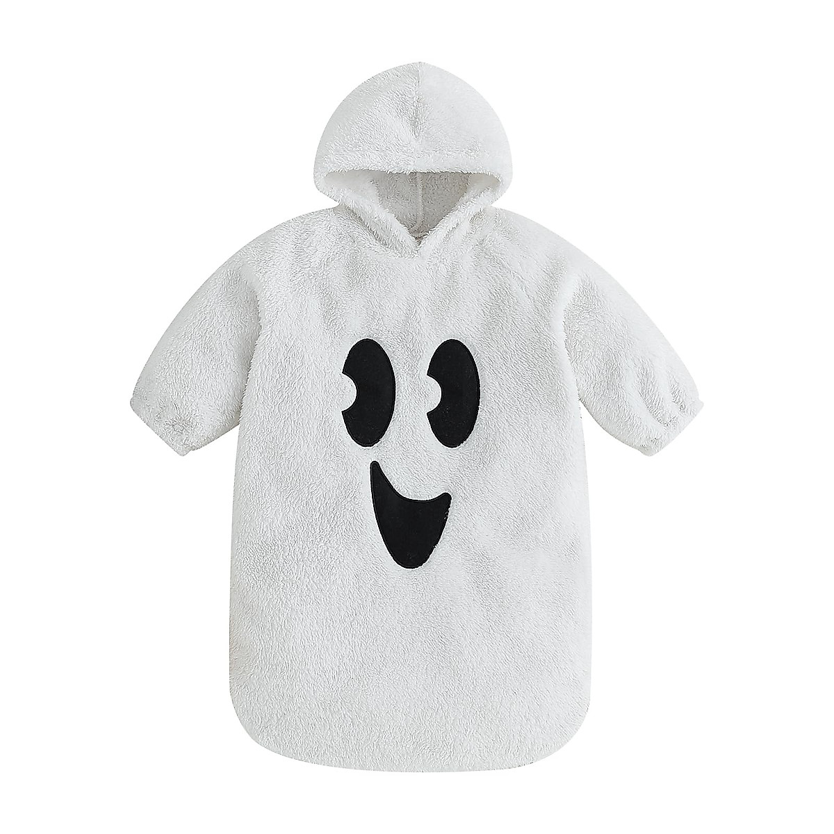 BOIBOKOKO Baby Girl Boy Halloween Costumes Ghost Long Sleeve Hoodie Romper Jumpsuit Cute Baby Halloween Outfit (White, 0-3 Months)