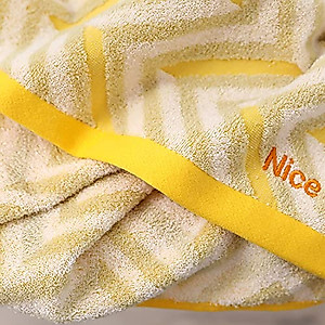 Pidada Hand Towels Set of 2 Striped Pattern 100% Cotton Absorbent Soft Decorative Towel for Bathroom 13.4 x 29.1 Inch (Green & Yellow)