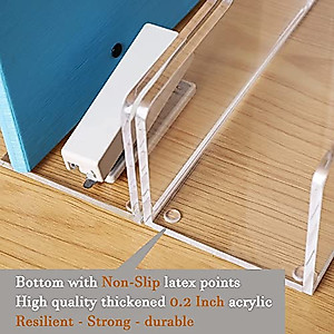 HeZone Magazine Holder, Clear Acrylic Desk Organizers, File Organizer for Desk, Magazine Rack- Desktop Book Storage -Independent Vertical 1 Space-2 Pack